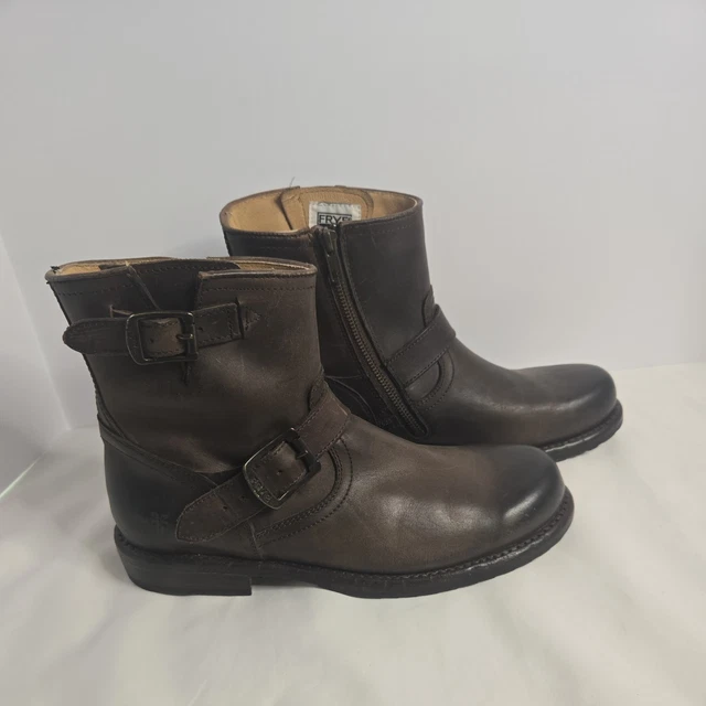 FRYE WAYDE ENGINEER Brown Leather Pull On Boots Men's US Size 8D £122. ...