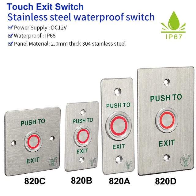 WATERPROOF IP65 DOOR Exit Push Button Release Switch LED light For ...