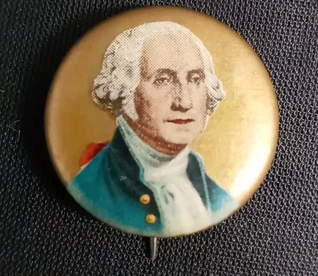 PINBACK GEORGE WASHINGTON Whitehead & Hoag Gold Tone Button Pin Pinback ...