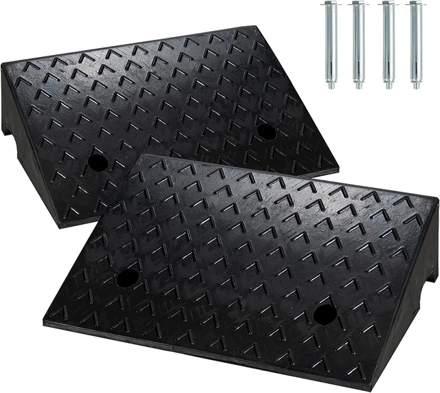 5” RUBBER CURB Ramps 2PCS, Heavy Duty 22° Driveway Ramps W/ 4 Expansion ...