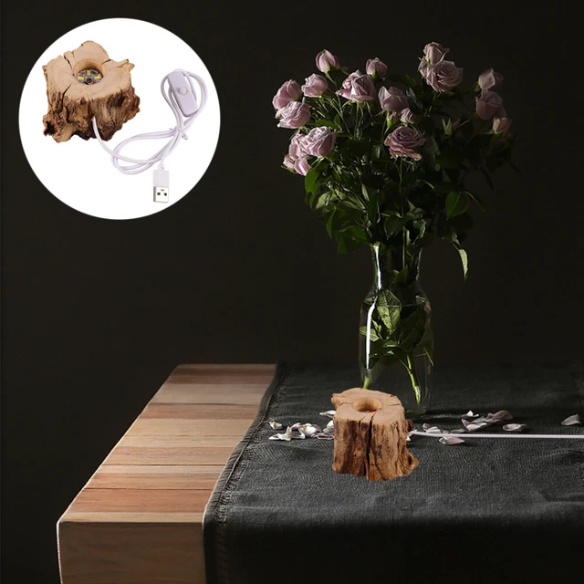 OFFICE TREE STUMP Lighted Globe Holder Wooden Crystal Sphere Stand Lamp ...