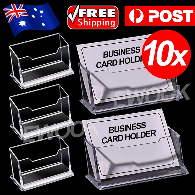 10X CLEAR DESKTOP Business Card Holder Display PMMA Stand Plastic Desk ...