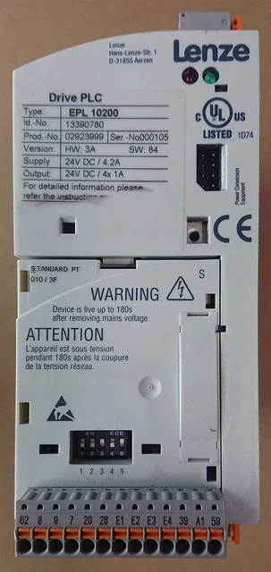 LENZE DRIVE PLC EPL 10200 24V 24V 4x1A /#8 I1MG 3293 £228.06 - PicClick UK