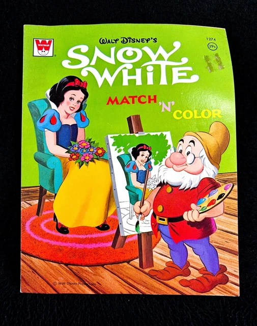 VTG 1972 WHITMAN Walt Disneys Snow White Mix & Match Coloring Book ...