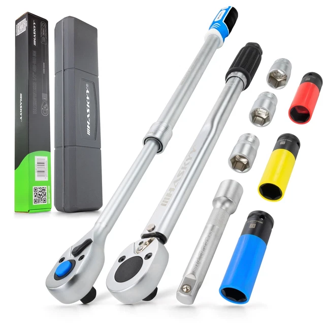 1/2& TELESKOP RATSCHE Umschaltknarre 46-60cm mit Drehmomentschlüssel 28 ...