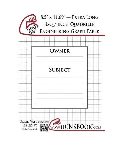 ENGINEERING GRAPH PAPER (200pages/White): 4Sq/Inch (1/4") Quadrille ...