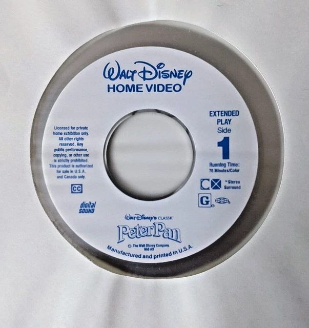 PETER PAN LASERDISC Walt Disney's Classic Animated 1953 Film Extended ...