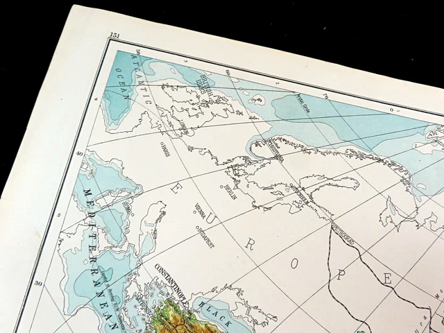MAP OF ASIA Physical Geography China India Japan Post WW1 Antique Large ...