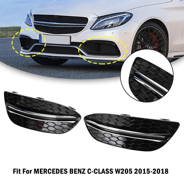HONEYCOMB FRONT FOG Light Cover Pour MERCEDES BENZ C-CLASS W205 2015-18 ...