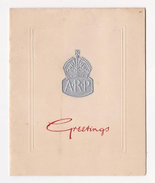 ARP: WW2 CHRISTMAS GREETINGS CARD - Air Raid Precautions/ Warden - Home ...
