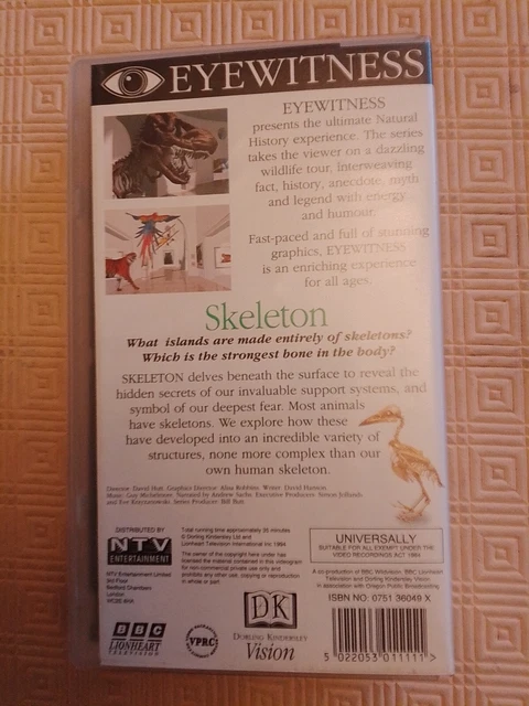 SKELETON EYEWITNESS DK BBC VHS Video PAL 1994 £3.50 - PicClick UK