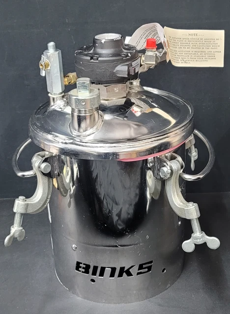 BINKS 0910-4031 SS 2.8 Gallon Paint Pressure Tank w/ Gast Air Motor ...