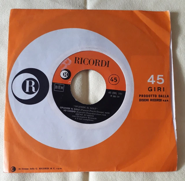 SPLENDE IL SOLE / Io Credo - Irene D'areni - 45 Giri 1960 Ricordi - 45 ...