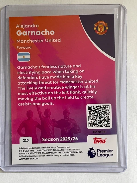 TOPPS PREMIER LEAGUE 2026 Alejandro Garnacho Numbered /150 Manchester ...