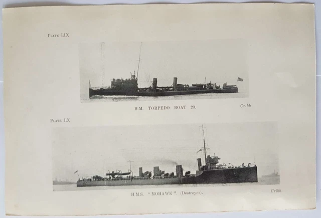 KRIPPE 1. WELTKRIEG 1915 Fotodruck Zerstörer HMS Foxhound HMS Mohawk HM ...