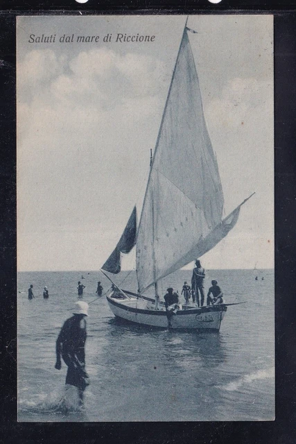 CARTOLINA SALUTI DAL Mare di Riccione ANIMATA BARCA HH1065 EUR 4,99 ...