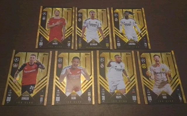MATCH ATTAX 2024/25 2025 100 Club X7 Card Bundle Inc Bellingham 101 Mbappe £14.00 - PicClick UK