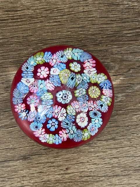 MILLEFIORI RED GLASS Paperweight Flowers £372.42 - PicClick UK