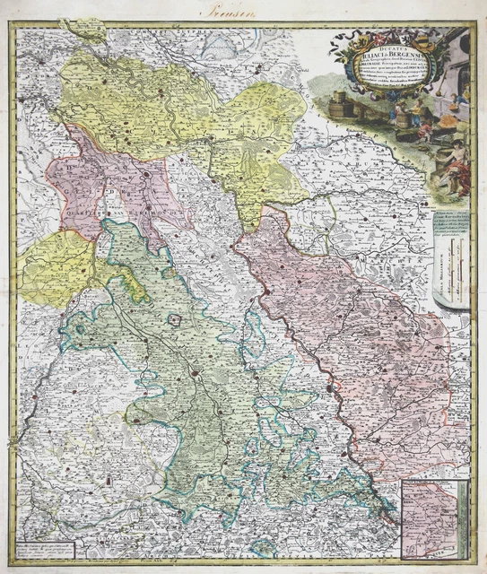 JÜLICH KLEVE BERG Original Kupferstich Landkarte Homann Erben 1739 EUR 375,00 - PicClick DE