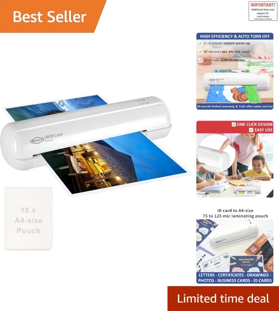 A4 THERMAL LAMINATOR for Home & Office - Fast, One-Touch Operation, 10 ...