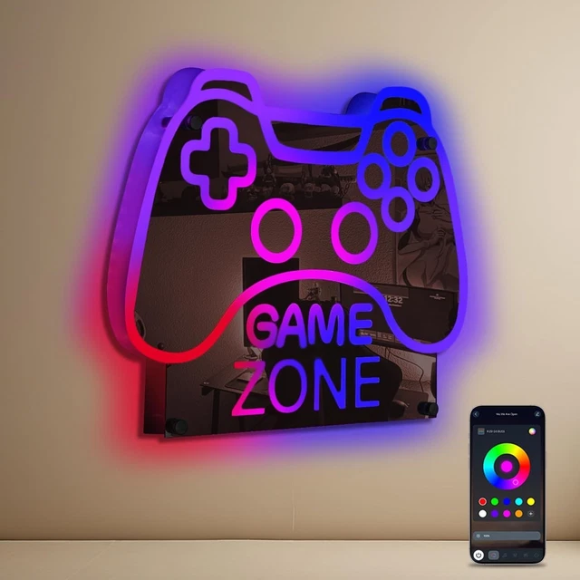 MIRROR FINISH GAME Zone Neon Sign: Dimmable LED for Ultimate Gaming ...