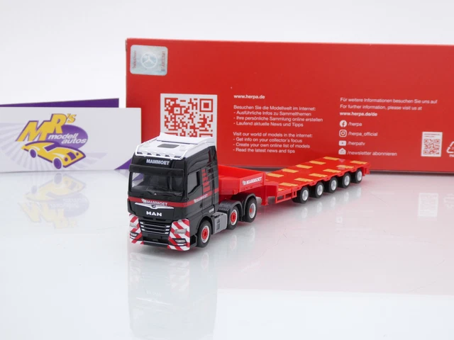 HERPA 316934 # MAN TGX GX Tieflade-Sattelzug dunkelblau-rot " Mammoet ...