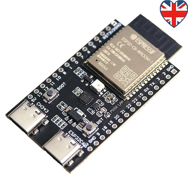 Esp32 C6 Minimum System Board Dual Type C Esp32 C6 Wroom 1 Risc V 512kb Sram £959 Picclick Uk