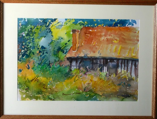 DANIEL GUILBERT - Aquarelle signée - Maison à Cormeilles, Normandie EUR 250,00 - PicClick FR