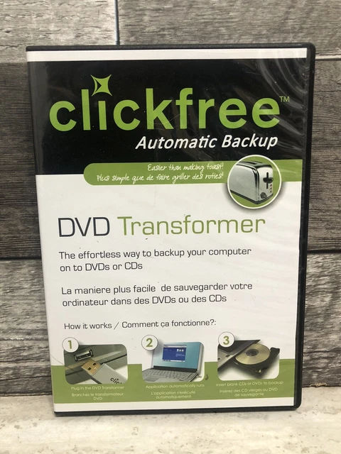 CLICKFREE DVD TRANSFORMER Computer Backup Windows & Mac NIP $10.99 ...
