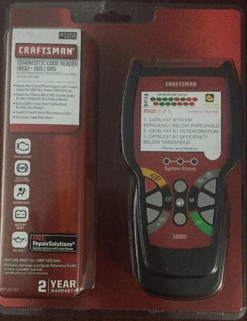 NEW SEALED CRAFTSMAN Diagnostic Code Reader 09-1655 OBD2/SRS/ABS ...