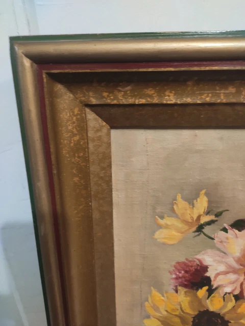 ANCIEN TABLEAU HUILE sur toile signé nature morte peint au dos EUR 49,00 - PicClick IT