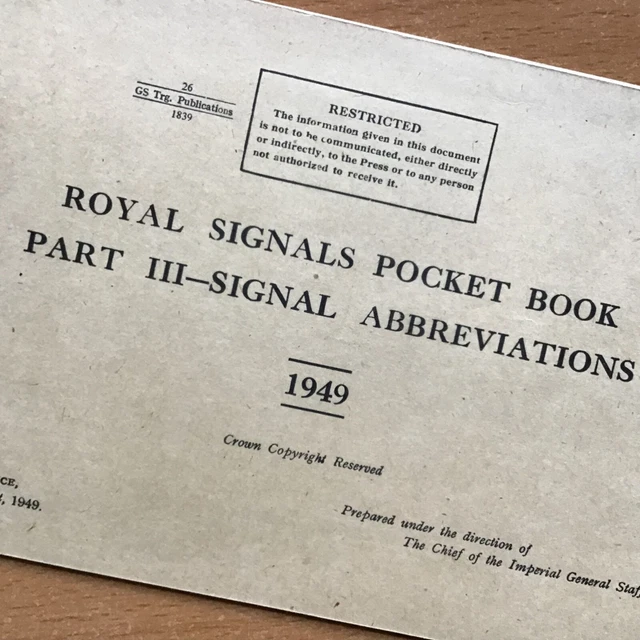 ORIGINAL BRITISH ARMY Royal Signals Pamphlet: Signal Abbreviations ...