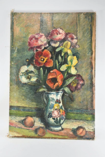 N32X01- GEMÄLDE STILLLEBEN Blumen und Aprikosen signiert Broski (?) datiert '33 EUR 14,99 ...