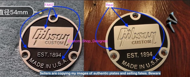 AUTHENTIC GIBSON CUSTOM Shop Les Paul Toggle switch cover plate $69.99 ...