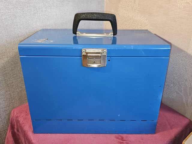 BLUE METAL STORAGE Filing Case - Lockable with Key £7.99 - PicClick UK