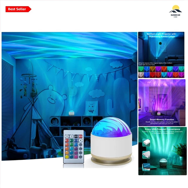 AURORA PROJECTOR LIGHT USB 16-Color Galaxy Mood Night Light for Kids ...
