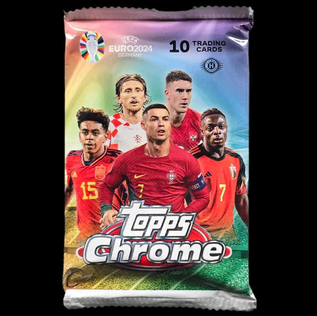 TOPPS EURO 24 Chrome -- Card Pack mit 10 Sammelkarten -- 2024 -- Uefa ...