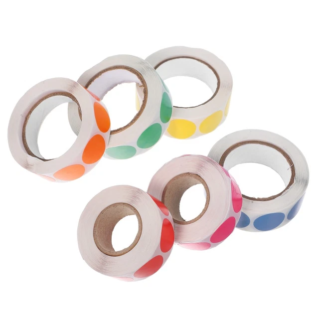 6 ROLLS CIRCULAR Stickers Round Coding Circle Dot Label Adhesive Dots £ ...