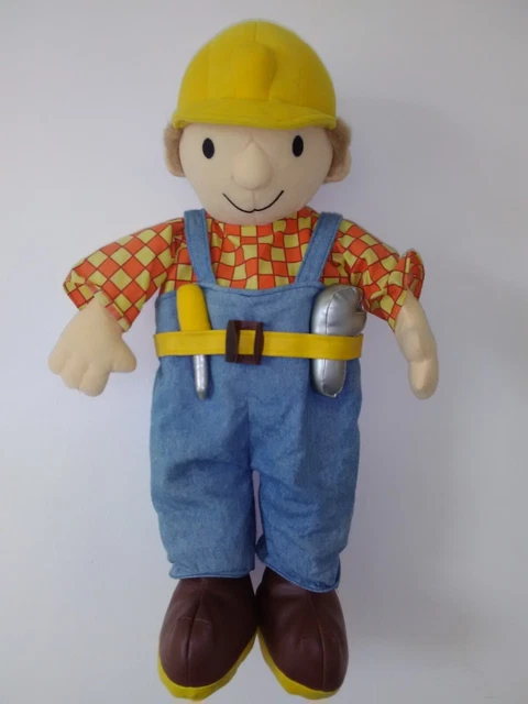 LARGE BOB THE BUILDER SOFT TOY WITH ZIP UP REAR POUCH 24" TALL x 18 ...
