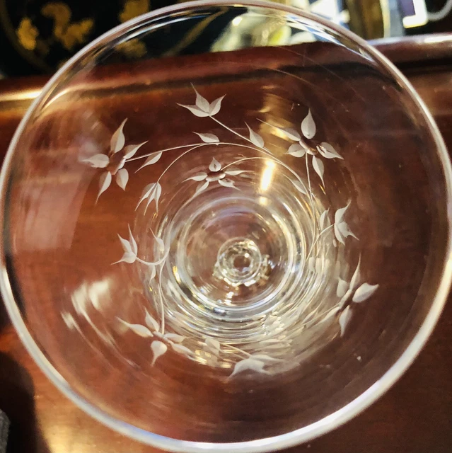 1950s Art Deco Nick And Nora Cocktail Glass Etch Floral 3 Designs Barware Set 6 £4741 Picclick Uk