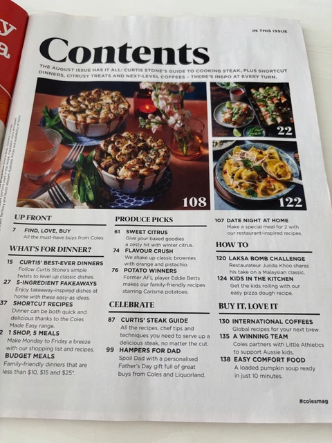 COLES MAGAZINE AUGUST 2025 140 pages Australian magazine B0913 $12.00 ...