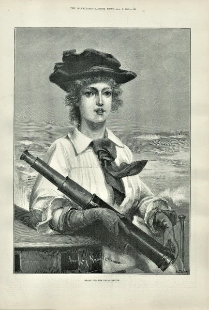 ANTIQUE B&W ILLUSTRATED Print Ready For Naval Review By Davidson ...