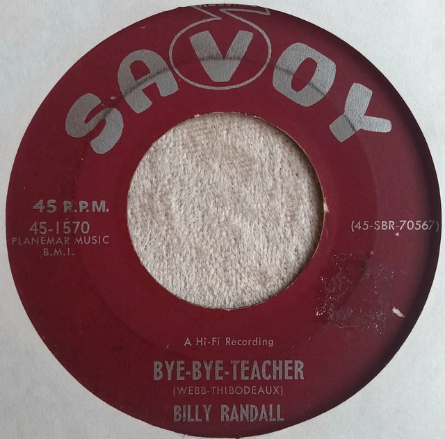 1959 ROCKABILLY (COMPED) Billy Randall "Bye-Bye-Teacher / Rowena" 45 ...