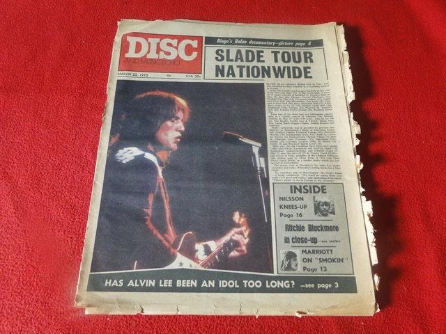 VINTAGE ROCK N Roll Magazine Disc and Music Echo 1972 Slade Alvin Lee ...