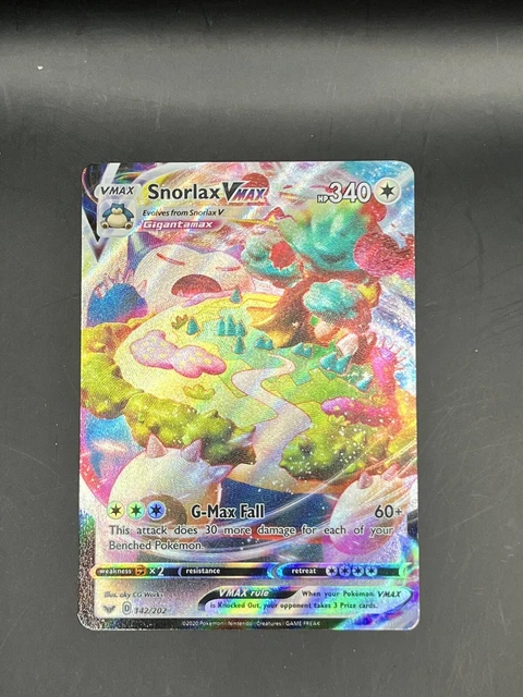 POKEMON SNORLAX VMAX 142/202 Full Art Ultra Rare Sword & Shield Base ...