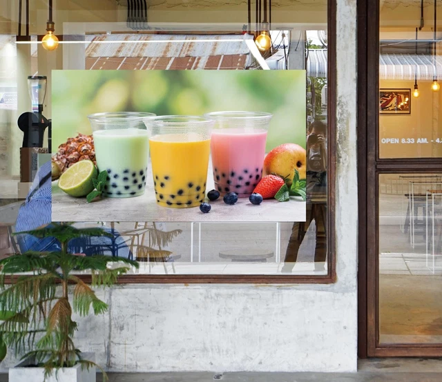 3D PEARL TEA O105 Bubble Tea Shop Window Stickers Vinyl Wallpaper ...