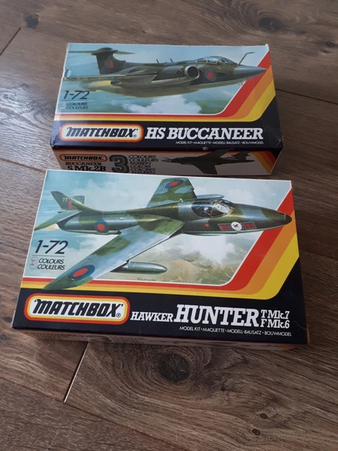 VINTAGE MATCHBOX MODEL kits HS Buccaneer and Hawker Hunter TMk7 FMk6 £ ...