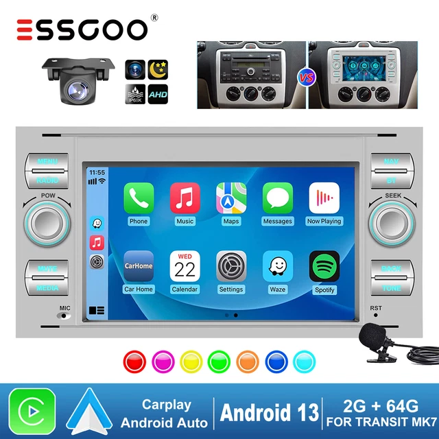 CARPLAY ANDROID 13 Stereo Radio GPS RDS 2+64G Cam For Ford Focus MK2 ...