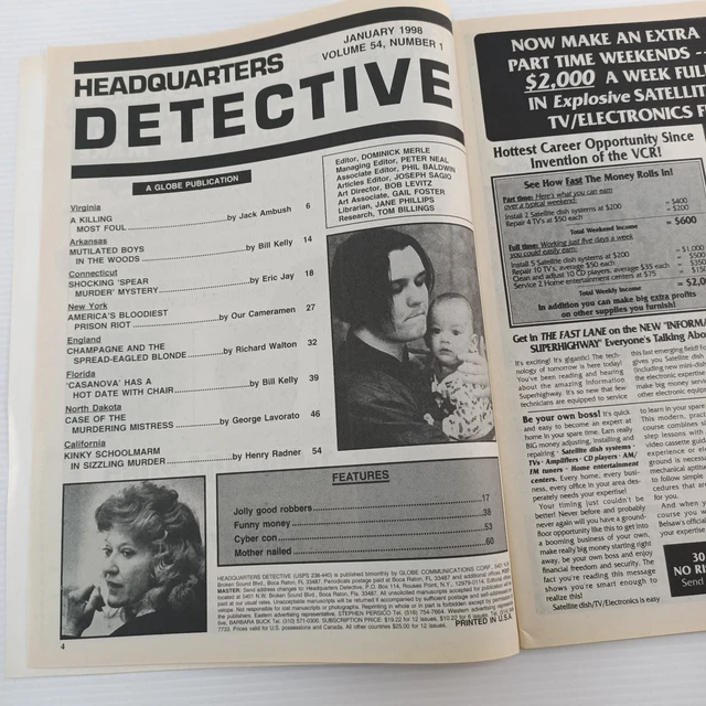 6X DETECTIVE HEADQUARTERS 1998 Full Year True Crime Magazine Bundle ...