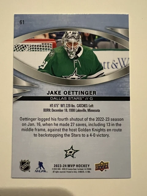 JAKE OETTINGER 2023-24 ponte superiore MVP Dallas Stars All Star NHL ...
